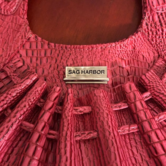 Sag Harbor | Bags | Sag Harbor Bright Pink Faux Crocodile Handbag ...